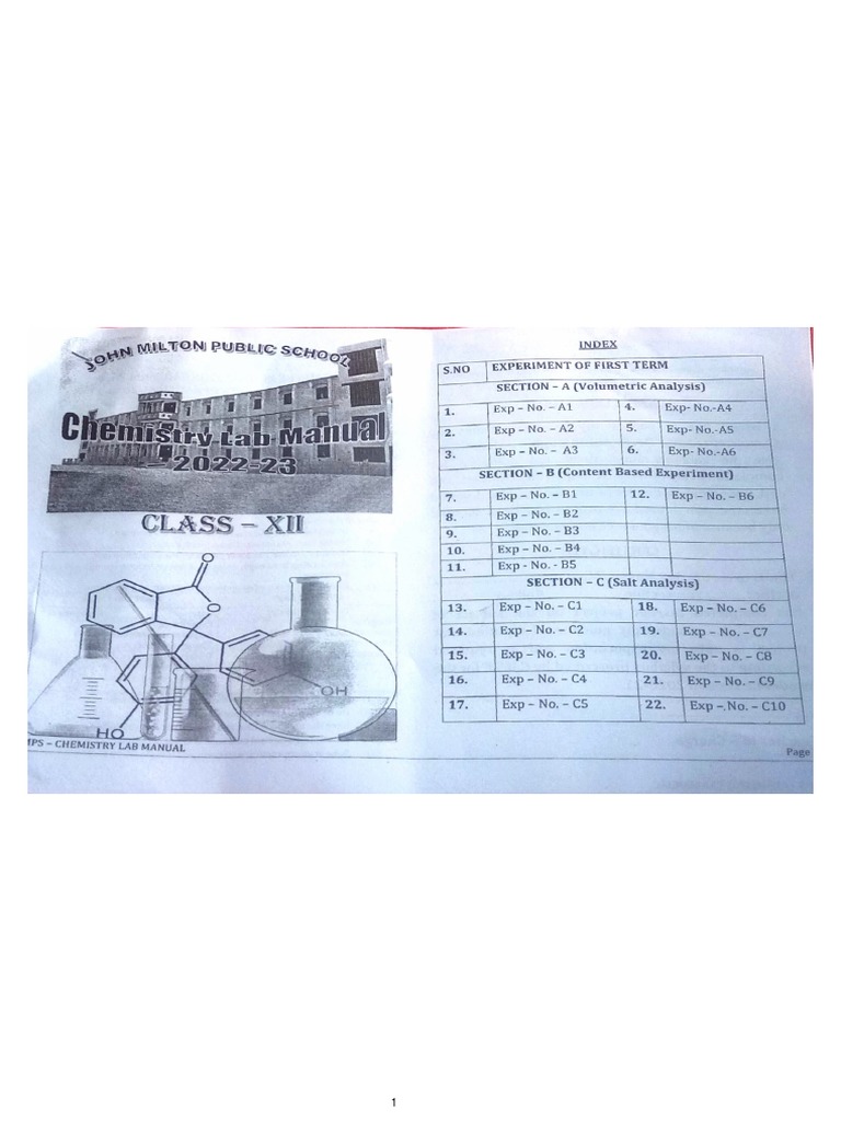 Class 12 Chemisty Lab Manual | PDF