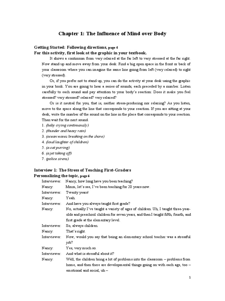 Academic Encounters Human Behavior Listening Chapter 1 Scripts | PDF ...