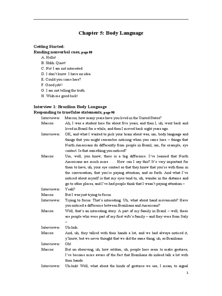 Chapter 5 Scripts | PDF | Nonverbal Communication | Body Language