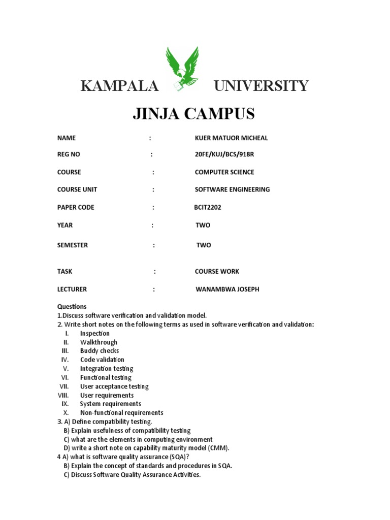 Software Engineering Coursework 4 | PDF | Software Testing | Software Software Engineering Coursework 4 | PDF | Software Testing | Software