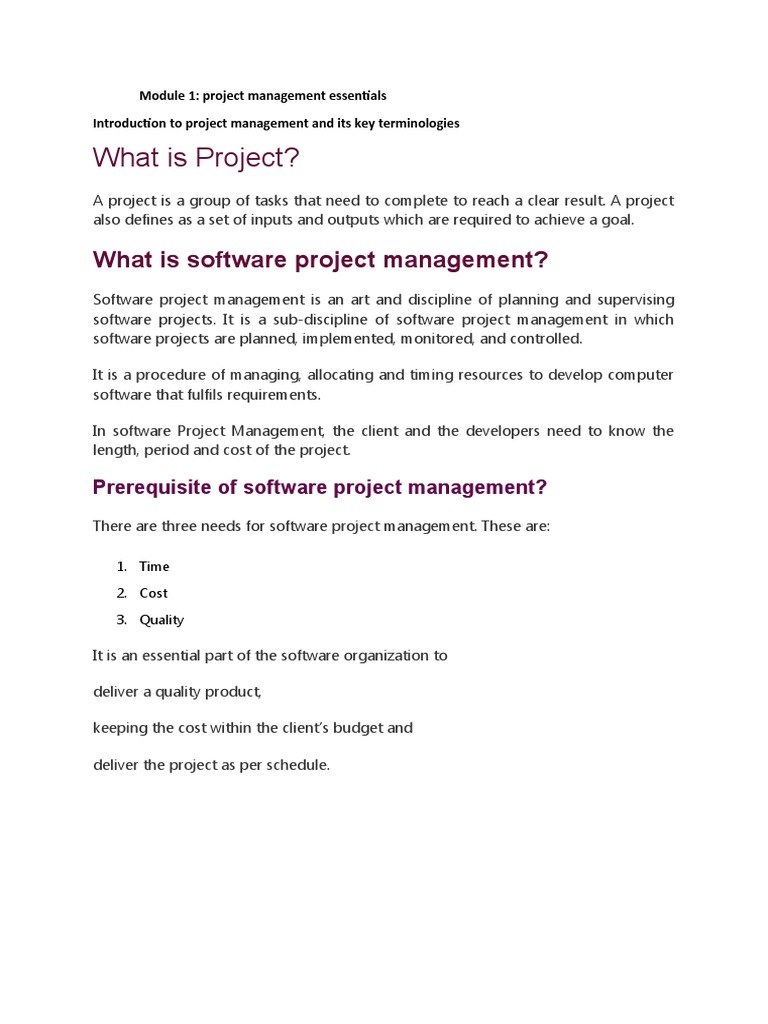 Project management essentials | PDF | Cost–Benefit Analysis | Project ...