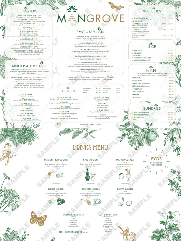 Mangrove Menu Sept | PDF | Curry | Indian Cuisine