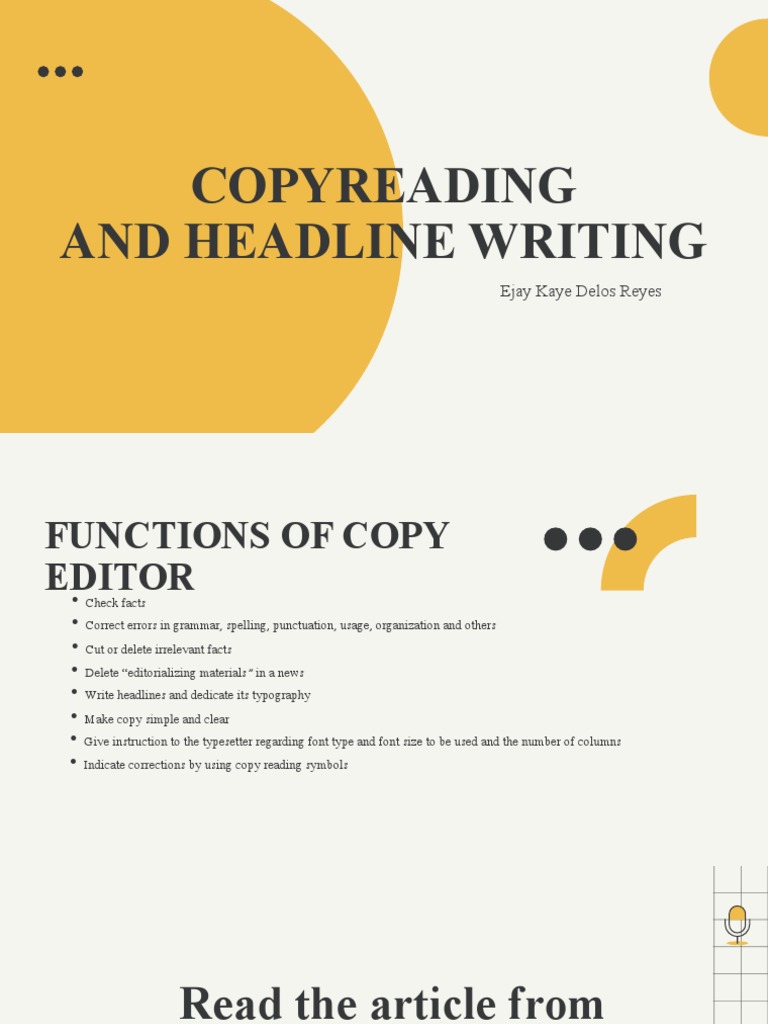 Copyreading and Headline Writing Guide | PDF | Ellipsis | Linguistics