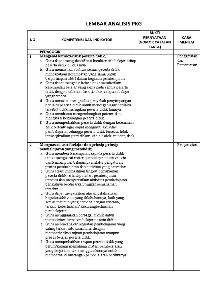 4 Lembar Analisis PKG | PDF