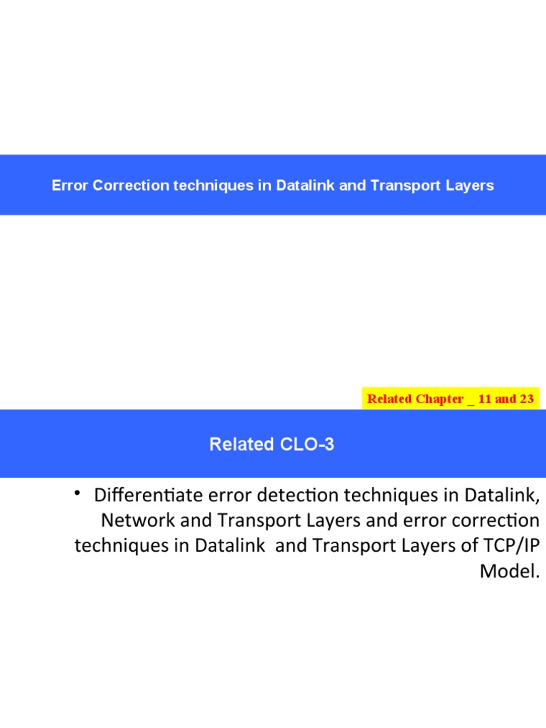 DCN - 8 - Error Correction Techniques in Datalink and Transport Layers | PDF | Transmission ...