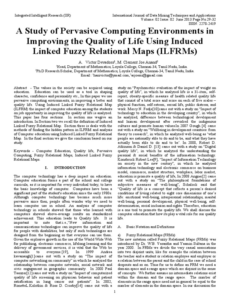 A Study of Pervasive Computing Environments in Improving The Quality of ... A Study of Pervasive Computing Environments in Improving The Quality of ...