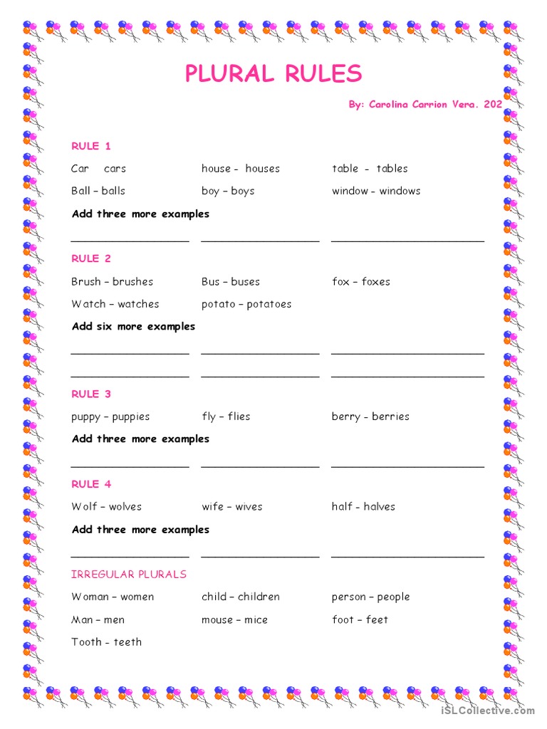 Rules and Exercises for Forming Plural Nouns | PDF
