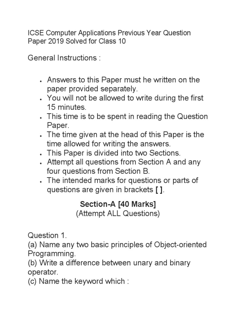 Isce Computer Previous Yr Question Ppr. (2019-2014) | PDF | Parameter (Computer Programming ...