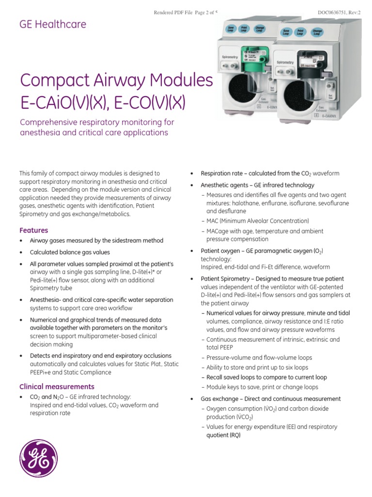 GE Compact-Airway-Modules-Caiovx-And-Covx | PDF | Respiratory System ...