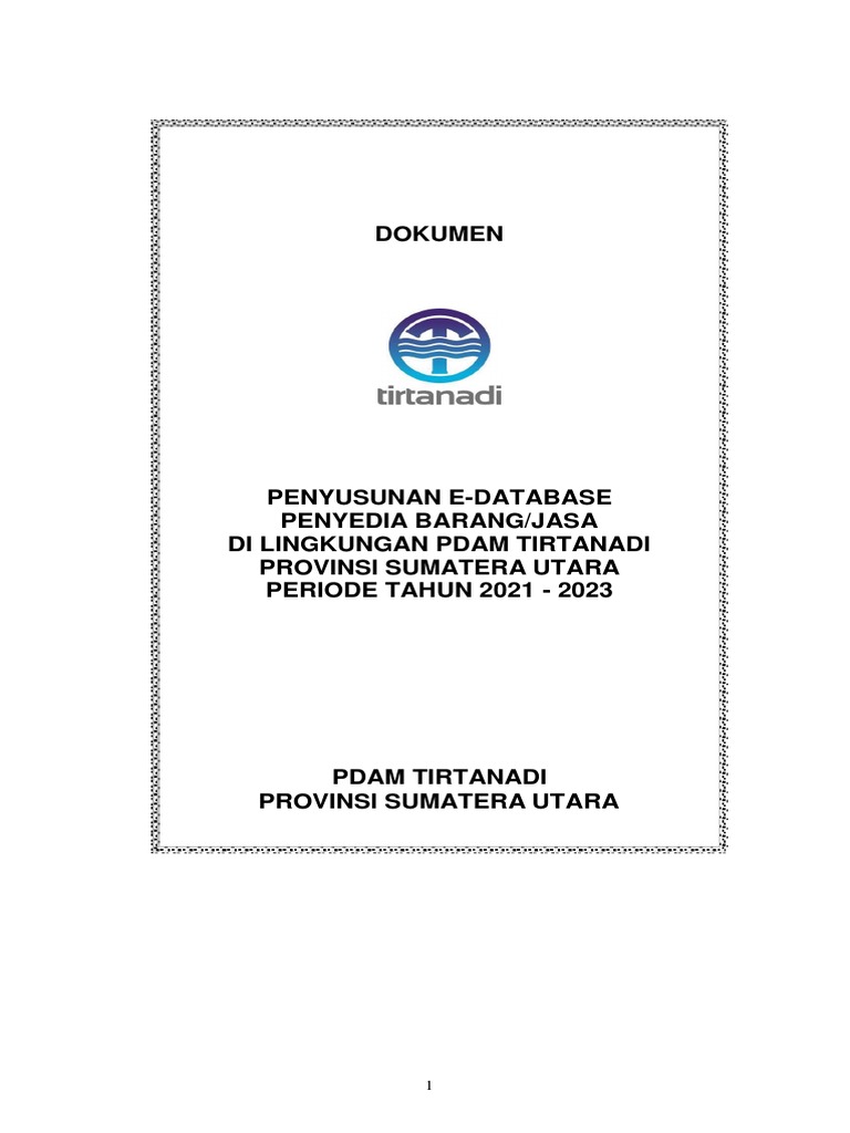 E-Database Penyedia PDAM Tirtanadi | PDF
