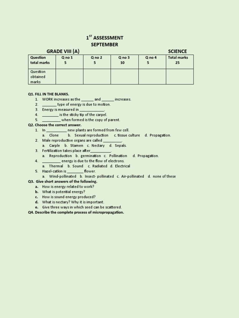 Grade 8a Sep | PDF