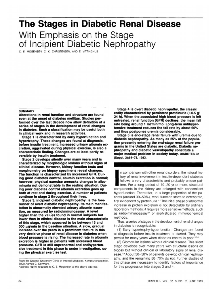 Mogensen Classification of Diabetic Nephropathy | PDF | Diabetes | Kidney