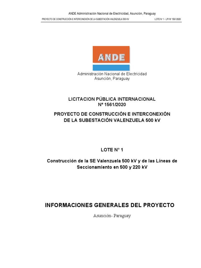03 EE - TT Inform Generales-1561-20 R0 - AD 6 | PDF | Subestacion ...