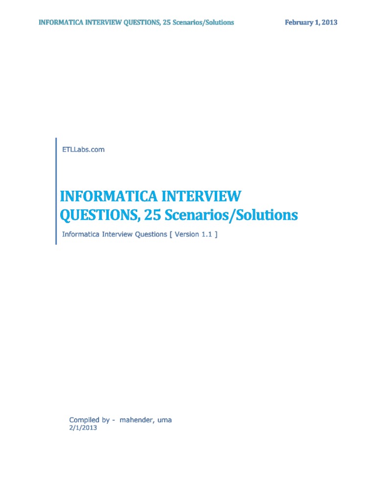 Informatica Interview Scenarios | PDF | Computing | Computer Data