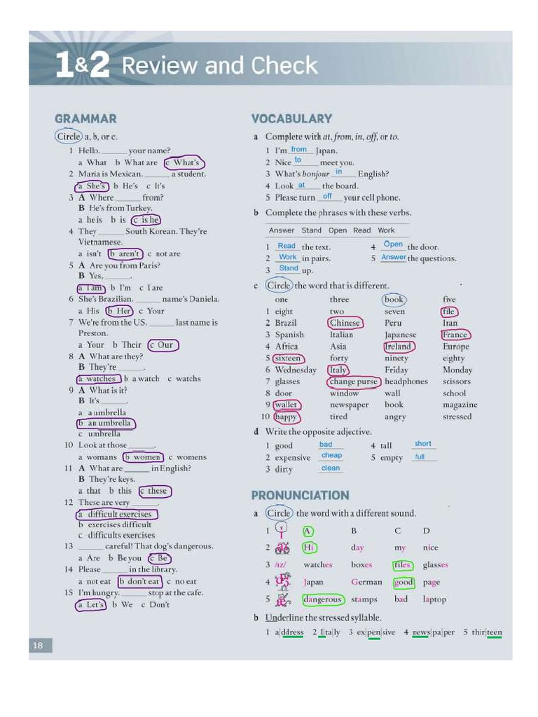 1 and 2 Review and Check | PDF