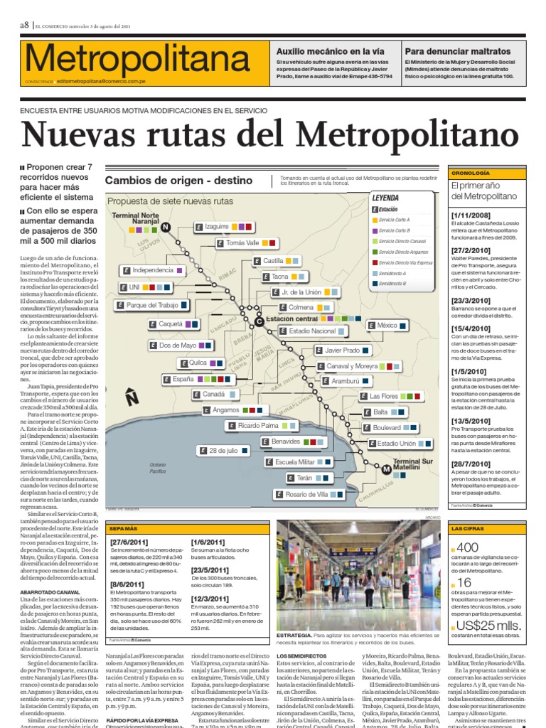 Nuevas Rutas para el Metropolitano | PDF | Lima | Transporte público