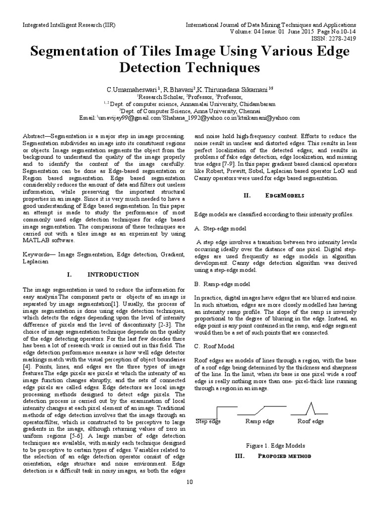 Segmentation of Tiles Image Using Various Edge Detection Techniques | PDF | Image Segmentation ...