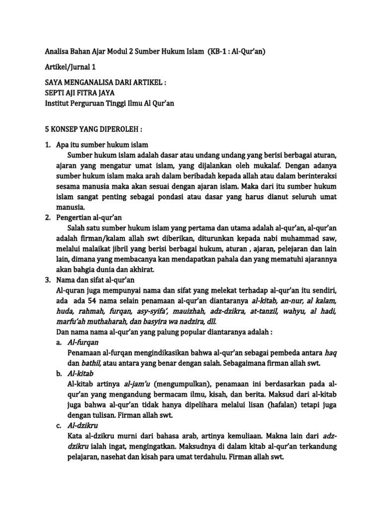 Analisa Bahan Ajar Modul 2 KB-1 | PDF