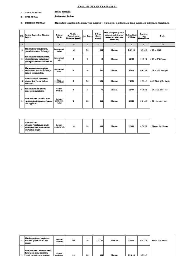 Analisis Beban Kerja Bidan | PDF