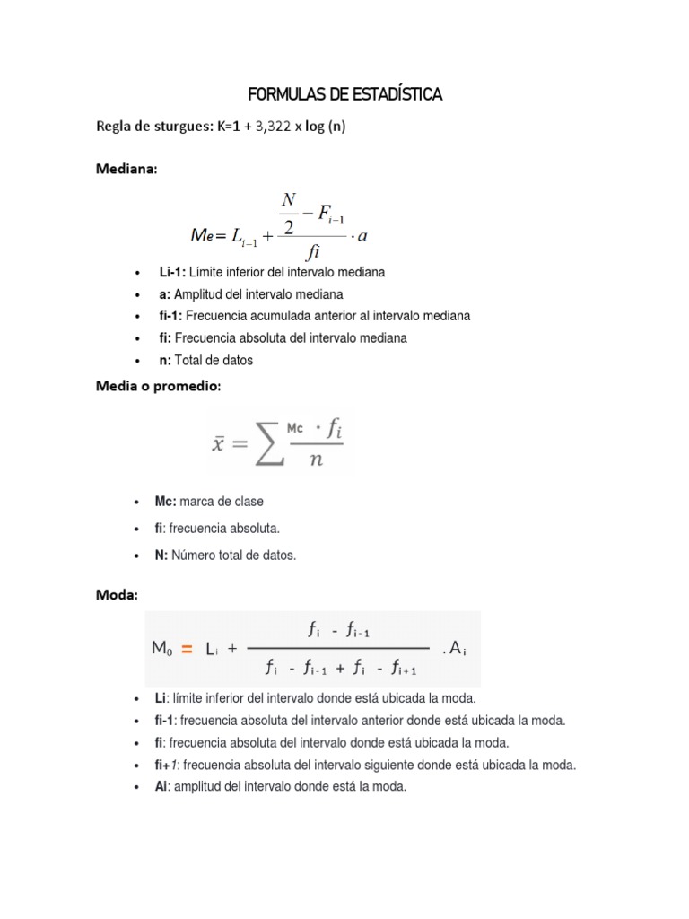 Formulas de Estadística | PDF