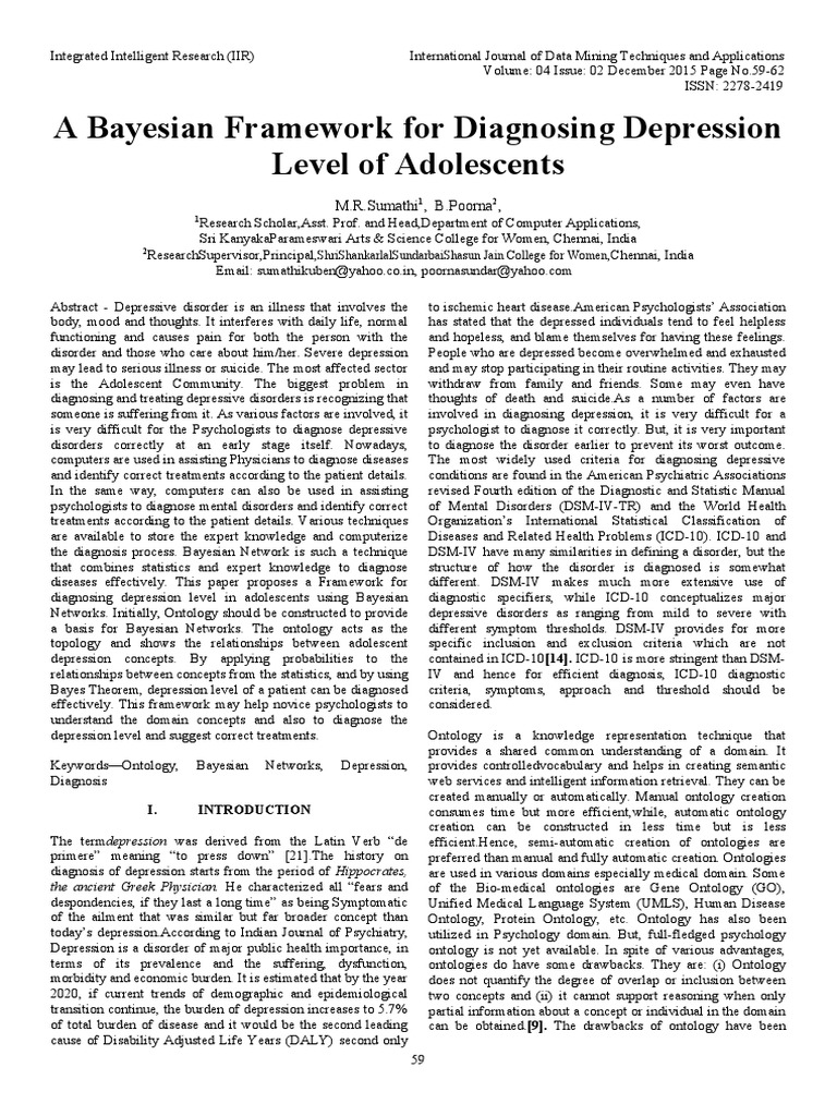 A Bayesian Framework For Diagnosing Depression Level of Adolescents ...