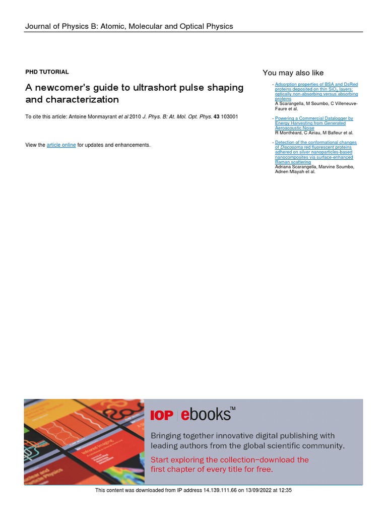 A Newcomer's Guide To Ultrashort Pulse Shaping and Characterization ...