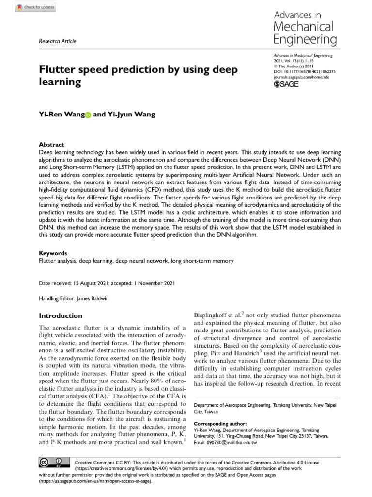 Flutter Speed Prediction By Using Deep Learning Pdf Deep Learning 6659