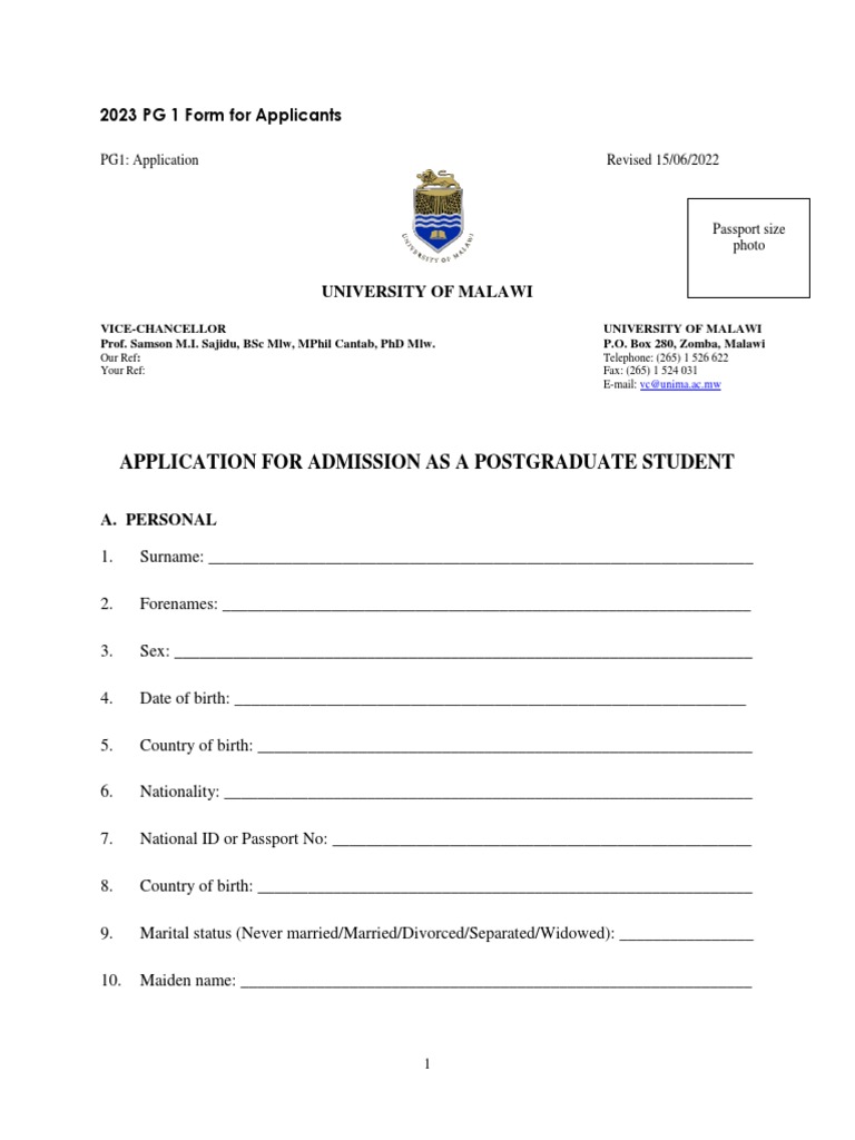Postgrad Application Form | PDF | Postgraduate Education | Academic Degree