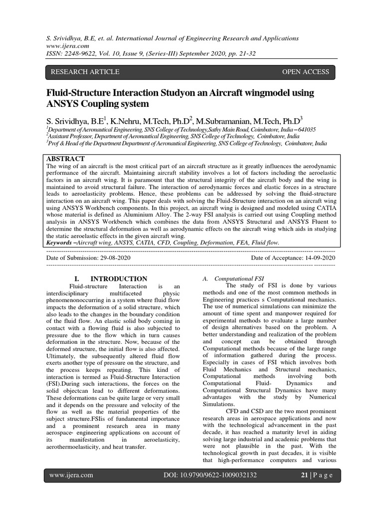 Fluid Structure Interaction Studyon An A | PDF | Computational Fluid Dynamics | Fluid Dynamics