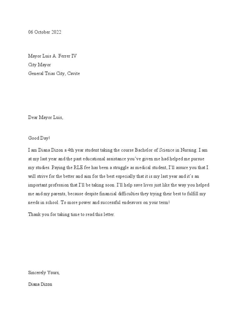 Letter To The Mayor | PDF