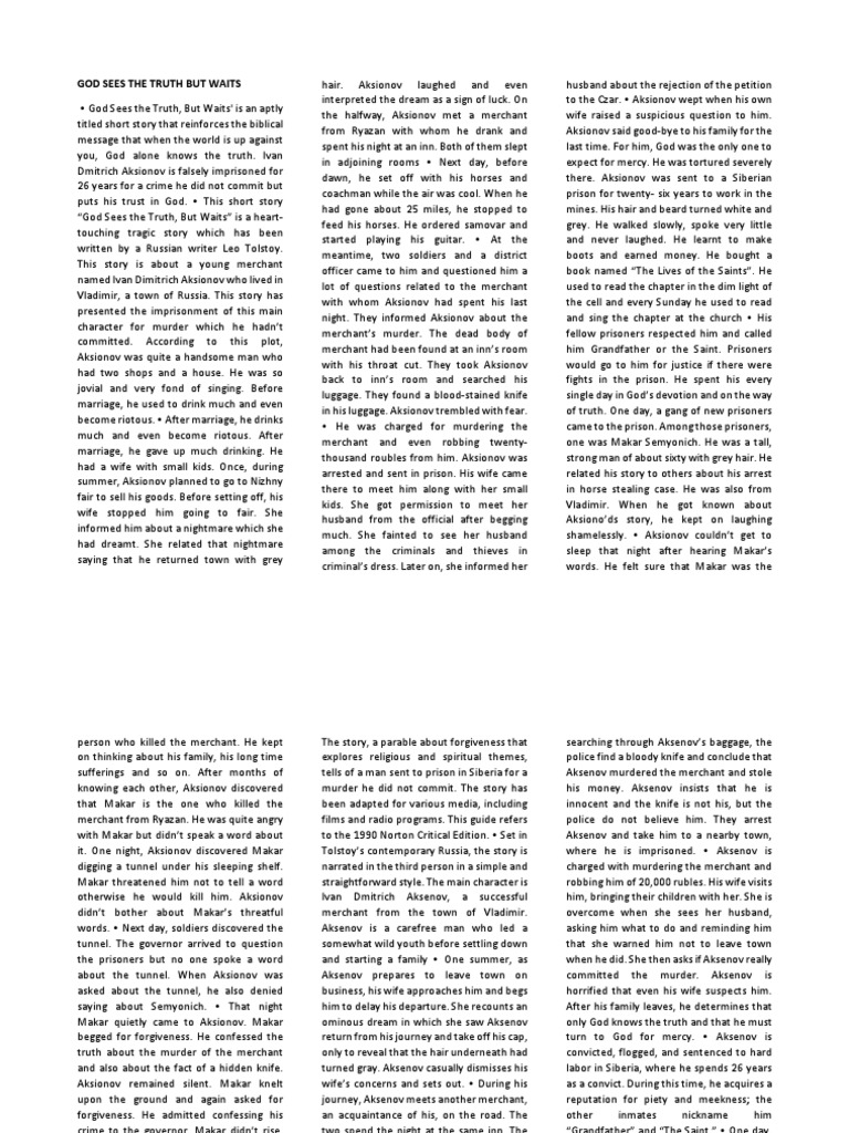 God Sees The Truth But Waits | PDF