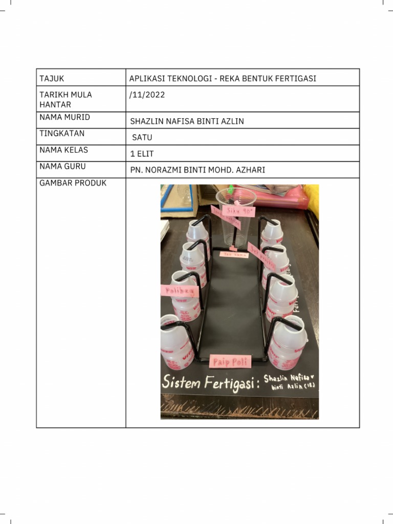 Contoh Laporan Mock-Up Sistem Fertigasi RBT FORM 1 | PDF