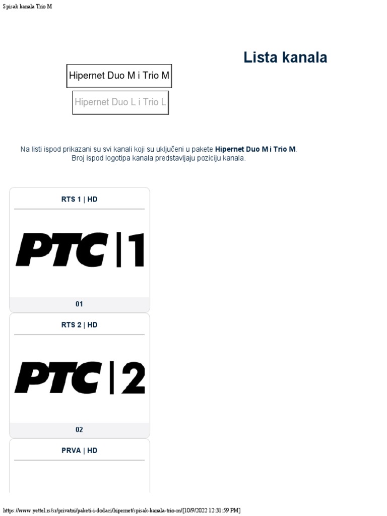 Spisak Kanala Trio M | PDF | Entertainment | Video