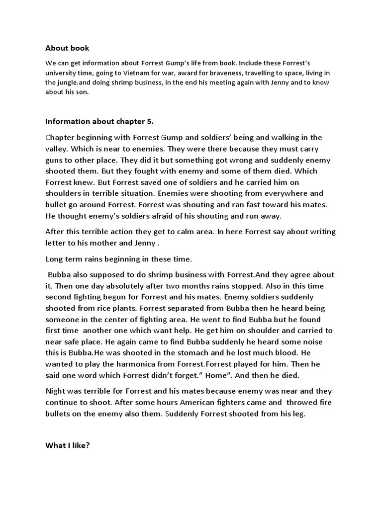 Forrest Gump Chapter 5 Text | PDF