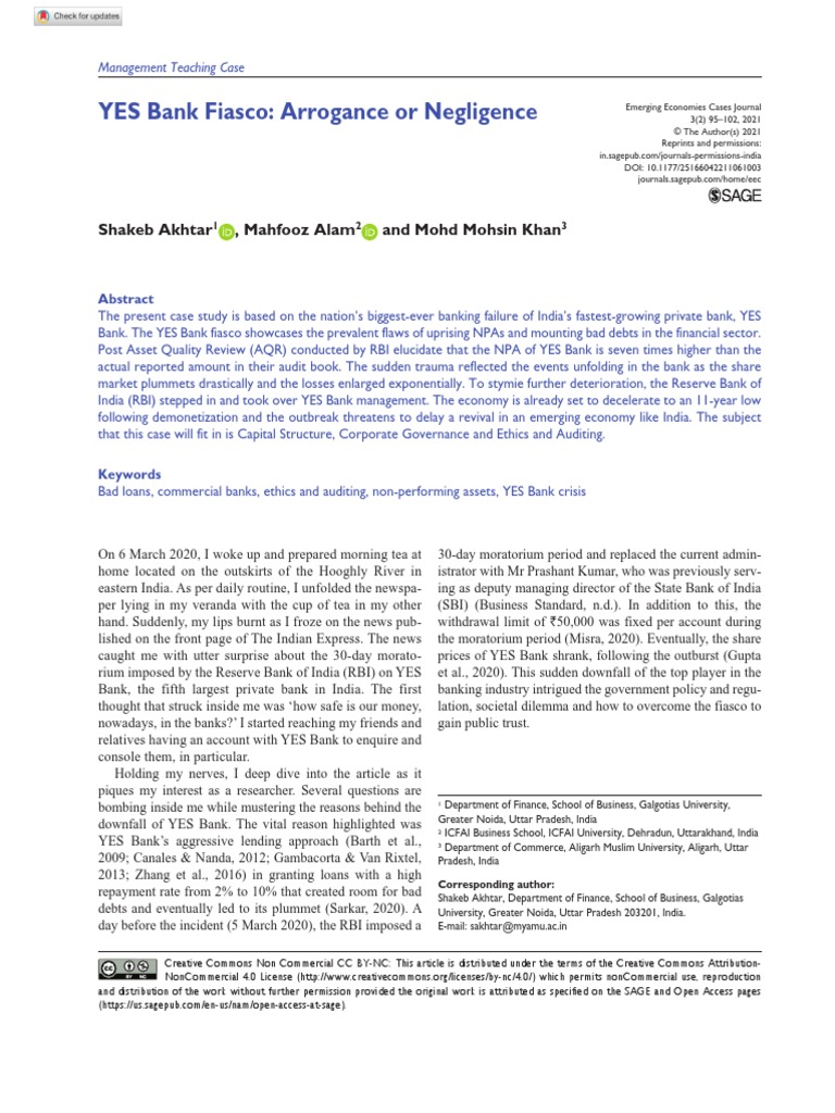 Yes Bank Case Study 3 | PDF | Reserve Bank Of India | Banks