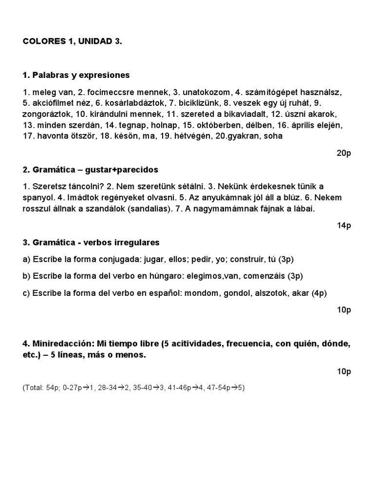 Colores 1 Unidad 3 | PDF