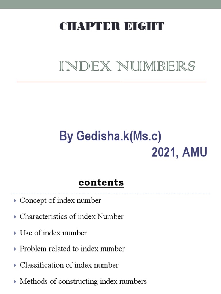 Chapter Eight Indexed Numbers | PDF | Index (Economics) | Average