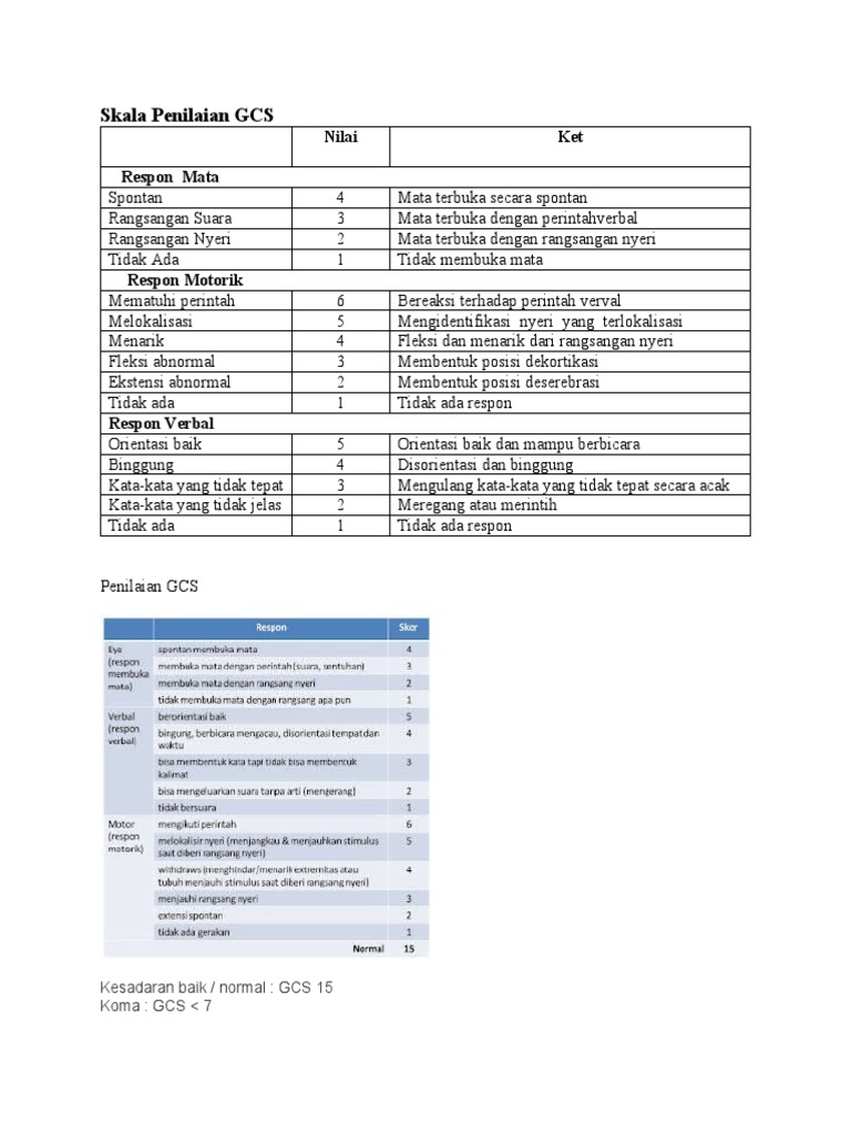 Skala Penilaian GCS | PDF