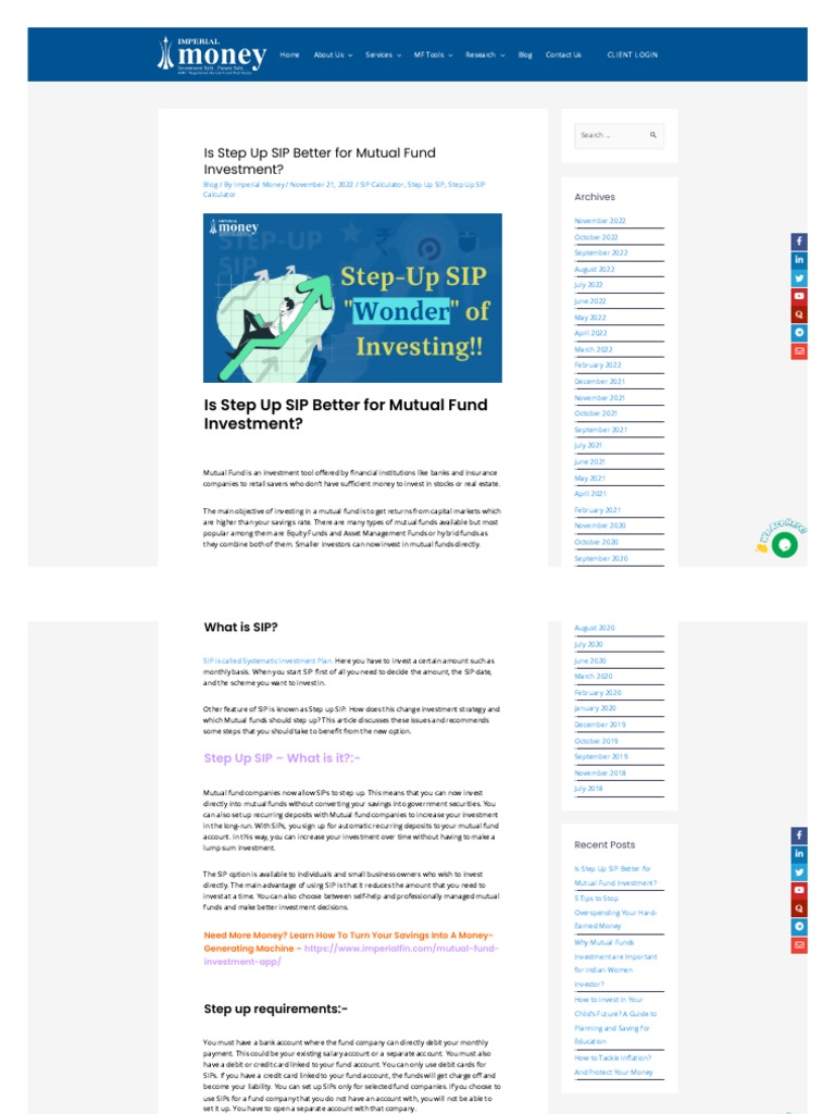 Is Step Up SIP Better For Mutual Fund Investments? | PDF | Investment ...