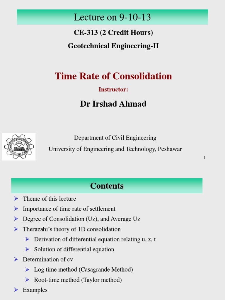 Time Rate of Consolidation in Geotechnics | PDF | Equations ...