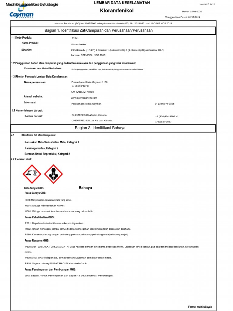 Msds Kloram | PDF