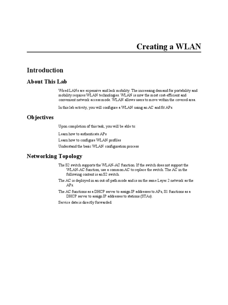 Creating a WLAN | PDF | Wireless Lan | Computer Network