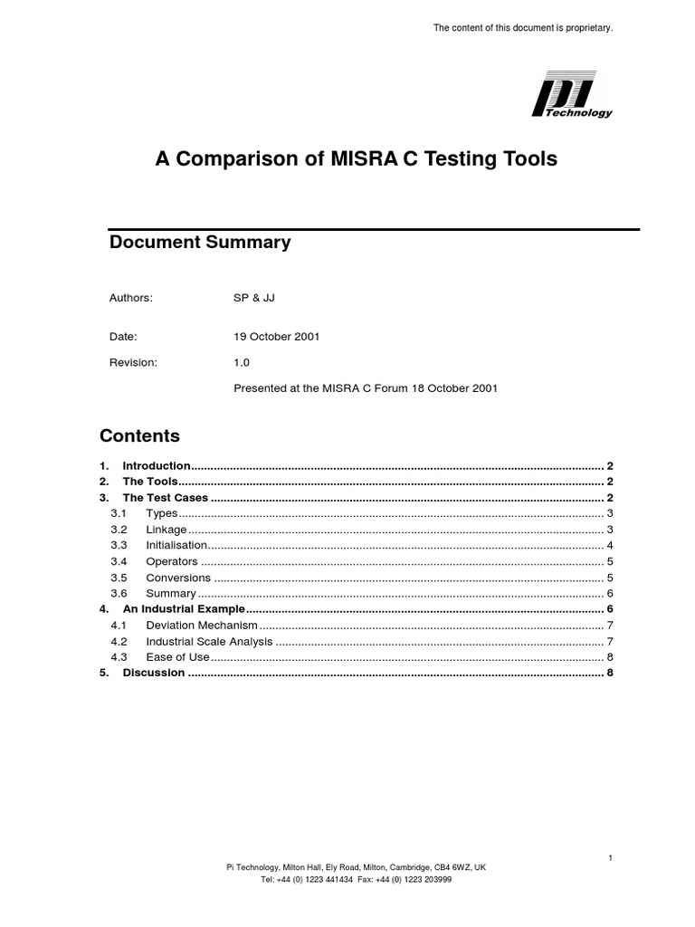 Comparison of MISRA C Testing Tools | PDF | Integer (Computer Science ...