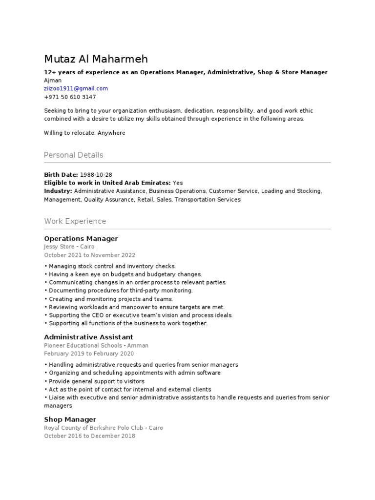 Mutaz Al Maharmeh | PDF | Retail | Sales