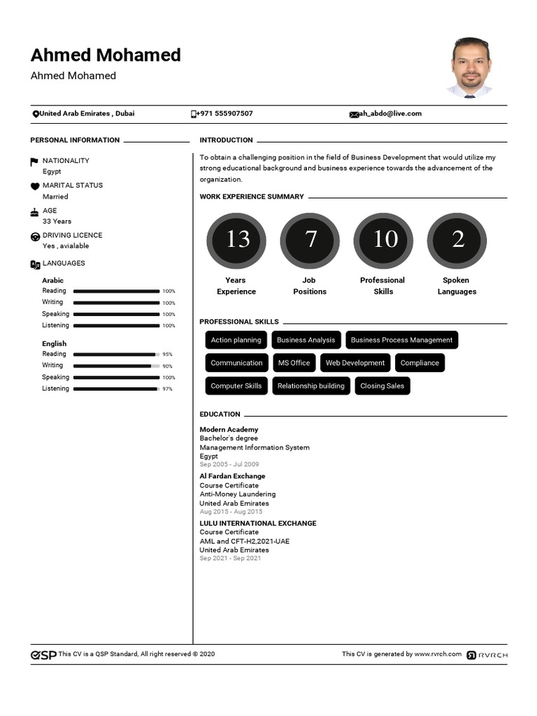 Ahmed Mohamed CV | Download Free PDF | United Arab Emirates | Dubai