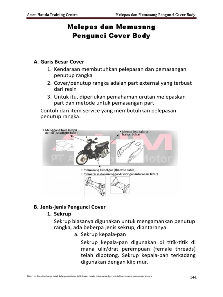 11) Melepas & Memasang Pengunci Cover Body | PDF