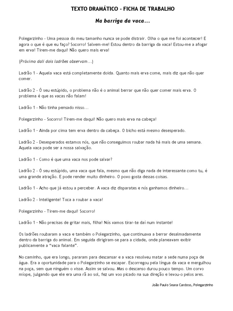 Texto Dramático - Ficha de Trabalho | PDF