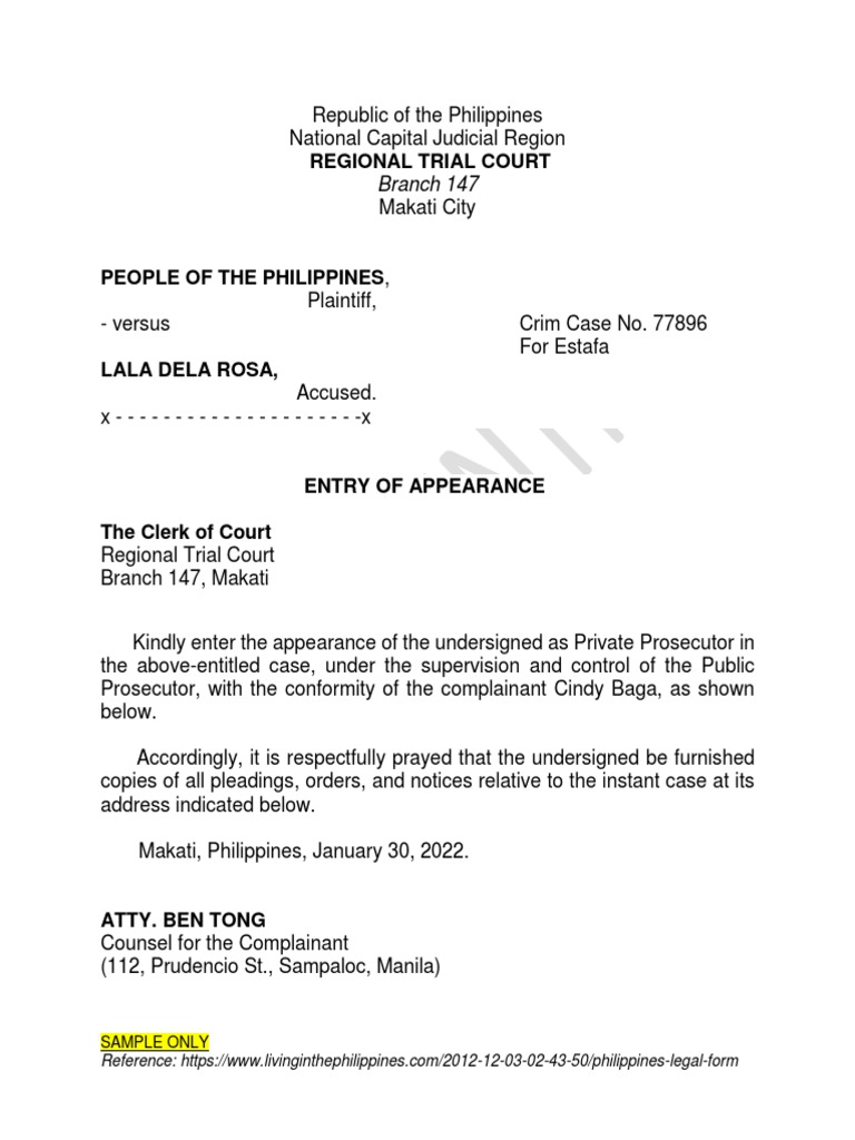 Entry of Appearance | PDF