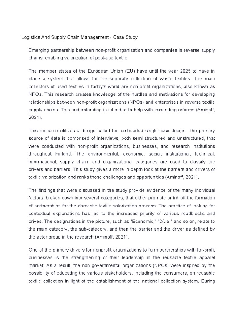 Case Study Final | PDF | Nonprofit Organization | Supply Chain