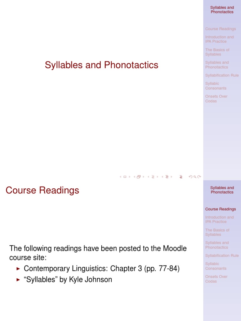 Syllables Phonotactics | PDF | Syllable | Speech